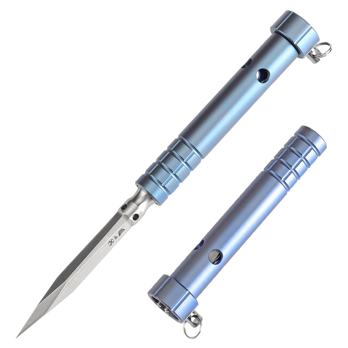 Kansept EDC Stiletto Satin 5Cr13 Blade & Blue Anodized Titanium Design